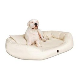 tierlando &reg; Orthop&auml;disches Hundebett SAMMY | Robuster Polyester | Dicke Umrandung creme 1,4 m, 30 cm, 1,05 m