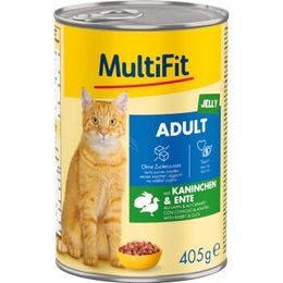 MultiFit Nassfutter Katze Adult, in Gelee, Kaninchen und Ente 24x405 g