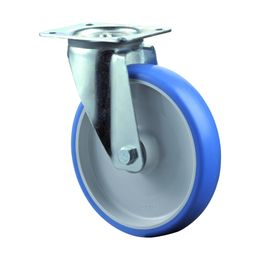 BS Lenkrolle D.150mm Trgf. 200kg PU Platte L135xB110mm Farbe Rl.blau ; BS Rollen (L400.B36.150)