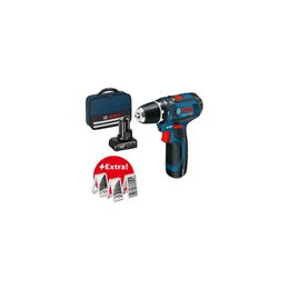Bosch Akku-Bohrschrauber GSR 12V-15 mit 1 x 2,0 Ah 1 x 4,0 Ah Zubeh&ouml;r-Set in Tasche (0615990G6L)