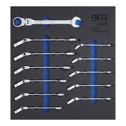 BGS-technic BGS technic Werkstattwageneinlage 2/3: Ratschenring-Maulschl&uuml;ssel-Satz abwinkelbar SW 8 - 19mm 12-tlg. aus Schaumstoff mit Ratschenring-Maulschl&uuml;ssel-Satz f&uuml;r Werkstattwagen, 4195)