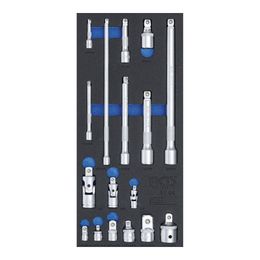 BGS-technic BGS technic Werkstattwageneinlage 1/3: Verl&auml;ngerungs-, Adapter- und Gelenk-Satz 17 teilig aus Schaumstoff mit Verl&auml;ngerungs-, Adapter- und Gelenk-Satz f&uuml;r Werkstattwagen, 4144)