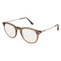 Tom Ford FT5905-B Brille Unisex | Fassung: Vollrand, Panto, Braun Gl&auml;nzend