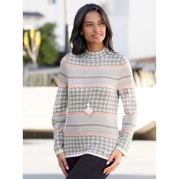 WITT Damen Stehkragenpullover im Mustermix, puder-steingrau-gemustert, Gr&ouml;&szlig;e 38