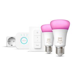 Philips LED-Lampe Starter-Set 'Hue White & Color Ambiance' inkl. 2 x E27 9 W, Dimmerschalter, Smart Plug