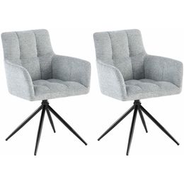 CLP Esszimmerst&uuml;hle 2er Set, Sessel Jonah drehbar mit Armlehnen, moderne Drehst&uuml;hle mit Stoff f&uuml;r Wohnzimmer, bis 150 kg belastbar
