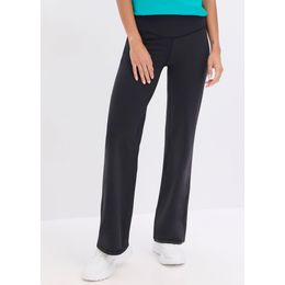 bonprix Sport-Leggings aus stabilem Baumwollgriff und geradem Bein, schwarz, Gr.40/42 (M), Sport-Leggings mit baumwollartigem Griff und einem hohen Bund
