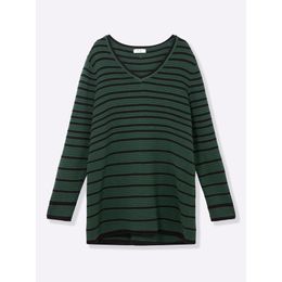 sheego Pullover Damen Gr&ouml;&szlig;e M dunkelgr&uuml;n / schwarz
