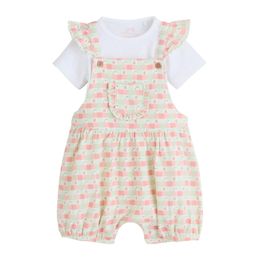 next Dungarees Set M&auml;dchen Gr&ouml;&szlig;e 62 gr&uuml;n / pink / wei&szlig;