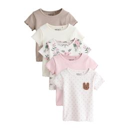 next T-Shirt M&auml;dchen Gr&ouml;&szlig;e 116 beige / pink / wei&szlig;