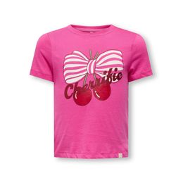 Only Mini T-Shirt 'KMGCandy' M&auml;dchen Gr&ouml;&szlig;e 98 fuchsia / rot / wei&szlig;