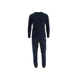 Dagi Pyjama lang Herren Gr&ouml;&szlig;e S navy / gr&uuml;n / rot