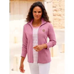 WITT Damen Sweatjacke mit Patch aus Leder-Imitat, altrosa, Gr&ouml;&szlig;e 36