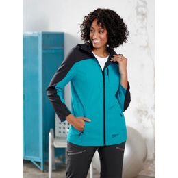 Catamaran Sports Damen Softshelljacke mit Brusttasche, schwarz-t&uuml;rkis, Gr&ouml;&szlig;e 36/38
