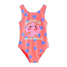 next Badeanzug M&auml;dchen Gr&ouml;&szlig;e 104 blau / lachs / dunkelorange / fuchsia