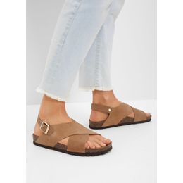 bonprix Sandalen aus Leder, braun, Veloursleder