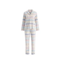 Dagi Pyjama Damen Gr&ouml;&szlig;e XL creme / enzian / pastellblau / rosa Winterkleid