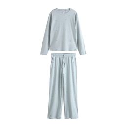 next Pyjama Damen Gr&ouml;&szlig;e XL navy / pastellblau / wei&szlig; Winterkleid