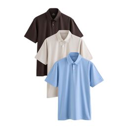 next Poloshirt Herren Gr&ouml;&szlig;e S ecru / himmelblau / dunkelbraun