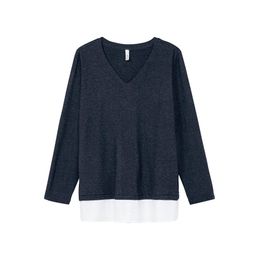 sheego Pullover Damen Gr&ouml;&szlig;e L/XL dunkelblau / wei&szlig;