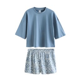 next Pyjama Damen Gr&ouml;&szlig;e XXL blau / wei&szlig; Winterkleid