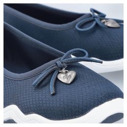 Rieker Damen Ballerina, Gr. 38, blau, Nubuklederimitat, Textil, Schuhe, Slip-on Sneaker, Slipper, Schlupfschuh in veganer Verarbeitung