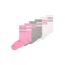 Converse Socken Jungen Gr&ouml;&szlig;e 5/7Y graumeliert / pink / wei&szlig;