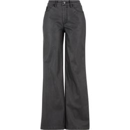 Karl Kani Damen Stoffhose "Karl Kani Signature Pu Wide Leg Pants black"schwarz, Gr. XS, unifarben, 100% Polyurethan, Hosen