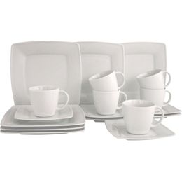 Creatable Kaffeeservice "Victoria Weiss", 18 Stk., wei&szlig;, Geschirr-Sets, abgerundete, quadratische Form