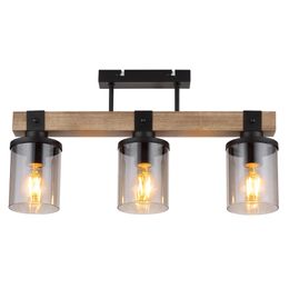 Globo LIGHTING Deckenleuchte "LILA", 1 Stk.schwarz, Wohnzimmer, Leuchten, Deckenlampe/schwarz/Holz/Glas rauchfarben/Wohnzimmer/Esszimmrt