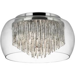 Searchlight Deckenleuchte "Curva 4Lt Flush - Chrome Metal & Crystal Glass", 4, &Oslash; 35cm H: 18,5cm, 1 Stk.chrom, Leuchten