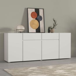Sideboard Inosign, B:195cm H:78,3cm T:40cm, wei&szlig;, FSC-zertifizierter Holzwerkstoff, Melamin, Metall, Wohnzimmer, Sideboards, "Metric,Breite 195 cm,