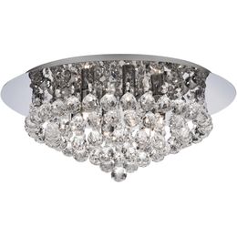 Searchlight Deckenleuchte "Hanna 6Lt Flush - Chrome Metal & Clear Crystal", 6, &Oslash; 45cm H: 19,5cm, 1 Stk.chrom, Leuchten