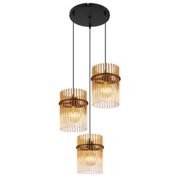 Globo LIGHTING H&auml;ngeleuchte "GORLEY", &Oslash; 47cm H: 140cm, 1 Stk.schwarz matt, Wohnzimmer, Leuchten, H&auml;ngelampe Glasst&auml;be amber klar verlaufend elegant