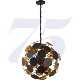 Searchlight H&auml;ngeleuchte "Discus 4Lt Pendant - Black Metal, Black & Gold PC Discs", 4, &Oslash; 47cm H: 47cm, 1 Stk., schwarz, Wohnzimmer, Leuchten