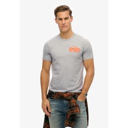 Superdry Herren Rundhalsshirt "VL EMBROIDERED RELAXED TEE", grau, Gr. S, meliert, Single Jersey, Obermaterial: 60% Baumwolle, 40% Polyester, Shirts