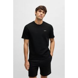 BOSS Herren Pyjamaoberteil "Waffle T-Shirt", Gr. M, schwarz, Obermaterial: 60% Baumwolle, 40% Polyester, Shirts