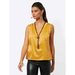 CR&Eacute;ATION L CREATION L Damen Blusentop, gelb, Gr. 40, unifarben, 97% Polyester, 3% Elasthan, Blusen