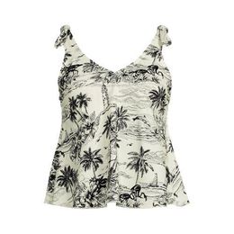 LANDS' END Tankini-Top mit geknoteten Tr&auml;gern und Flattersaum, Damen,  Wei&szlig;, Elasthan/Nylon-Mischung, by Lands' End