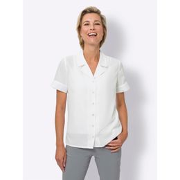 Classic Basics Damen Kurzarmbluse, wei&szlig;, Gr. 50, unifarben, 100% Polyester, Blusen