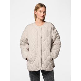Steppjacke Pieces "PCSTELLA QUILTED JACKET NOOS BC", Damen, Gr. M, silber gray, Steppware, Obermaterial: 100% Polyester, unifarben, gerade Po-bedeckend, Rundhals, Jacken Steppjacke, Kunstfaser