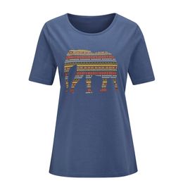 Classic Basics Damen T-Shirt "Shirt", blau, Gr. 52, gemustert, mehrfarbig, 100% Baumwolle, Shirts