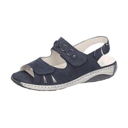 Waldl&auml;ufer WALDL&Auml;UFER Damen Riemchensandale "GARDA", Gr. 7,5, blau, Nubukleder, unifarben, Schuhe, Sommerschuh, Sandalette, Keilabsatz, mit Druckknopf, G-Weite
