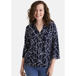 3/4-Arm-Shirt STOOKER WOMEN "MARIE Print Shirt Bluse 3/4-Arm", Damen, Gr. 44/46, blau (blau abstract aop), Jersey, 100% Baumwolle, regular fit, Shirts 3/4-Arm-Shirt, Regular Fit Shirt Bluse Baumwolle Shirt Knopfleiste f&uuml;r Damen
