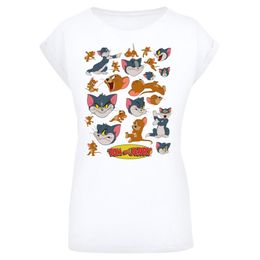 F4NT4STIC T-Shirt 'Tom and Jerry Many Faces' Damen Gr&ouml;&szlig;e XL taubenblau / braun / rosa / wei&szlig;