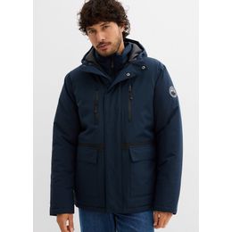 bonprix wasserdichte Winter-Funktionsjacke mit Windfang, blau, Gr.56/58 (XL), moderne wattierte Jacke mit vielen Funktionen aus wasserdichtem Material