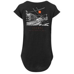 F4NT4STIC T-Shirt 'Escape Discover the World Town Train Station' Damen Gr&ouml;&szlig;e 5XL orange / schwarz / wei&szlig;