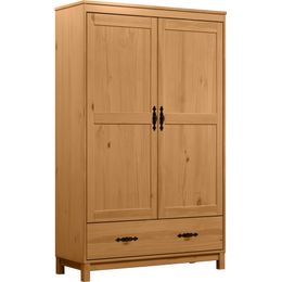 Kleiderschrank Home Affaire "Sandnes Kieferschrank Schlafzimmer Schrank TOPSELLER wei&szlig;", gelb (honigfarben), B:96cm H:155cm T:38cm, Massivholz, Schr&auml;nke, Kleiderschrank, Dreht&uuml;renschrank aus Massivholz mit besonderen Metallgriffen