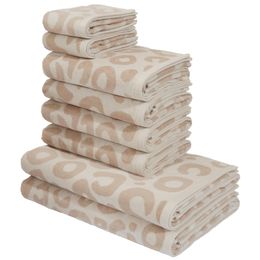 Handtuch Set my home "Anna Leopardmuster, 8-tlg Handtuch-Set, 100% Baumwolle", beige (sand, natur), 8, Frottiervelours, Frottiervelours, Obermaterial: 100% Baumwolle, Handtuch-Sets, Duscht&uuml;cher, Handt&uuml;cher und G&auml;stet&uuml;cher, weich, saugstark, modern, Leo, Topseller