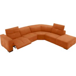 Ecksofa Egoitaliano "Sauvanne, Designsofa der Extraklasse, elegant und bequem", orange, B:300cm H:100cm T:274cm, Leder &raquo;BULL&laquo; (echtes Rindsleder). Geschliffenes, pigmentiertes und behandeltes Rindsleder mit einer Dicke von 1, 3-1, 5 mm. Dieses Leder zeigt eine ziemlich weiche Hand mit einem halb undurchsichtigen Aussehen. Es handelt sich um ein gesch&uuml;tztes Leder. Eine leichte Deckschicht sch&uuml;tzt s